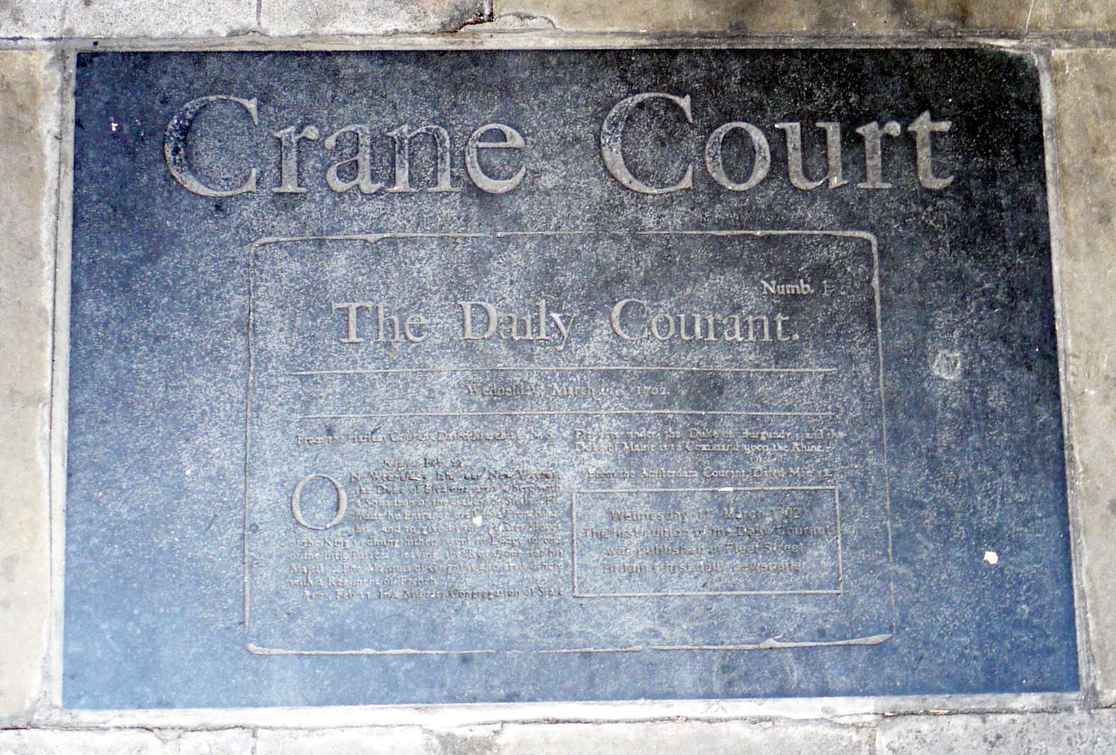 Daily Courant, EC4 - Fleet Street | Plaques of London